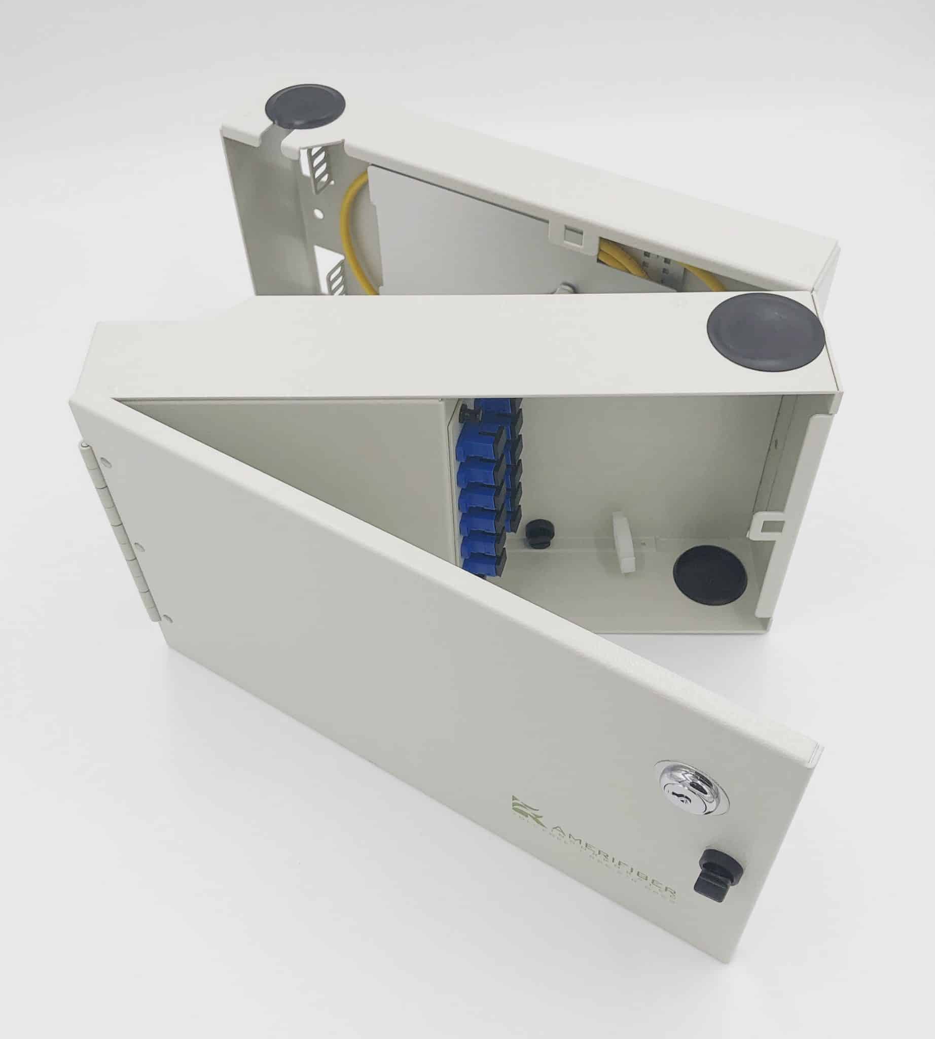 12 Port Tri-Fold Wall Mount w/2x6 SC Adapter Plates, 1x12F Splice Tray ...